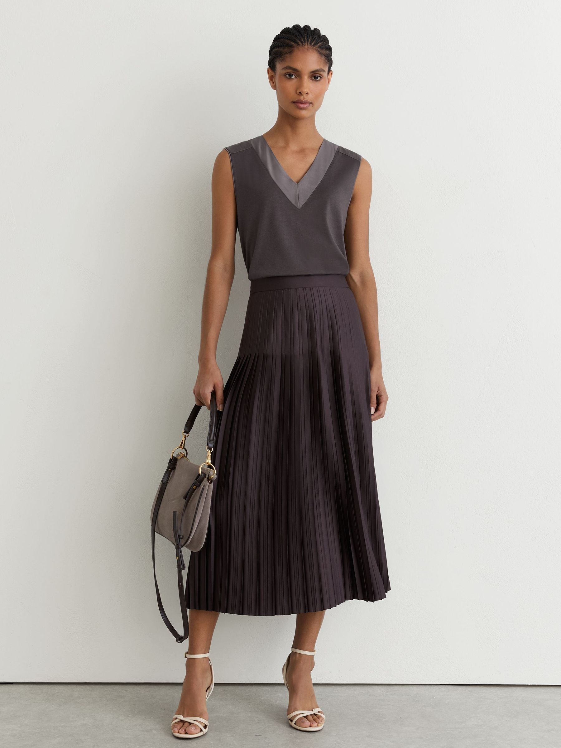 REISS Reiss Kallie Silk-Trim Sleeveless Top